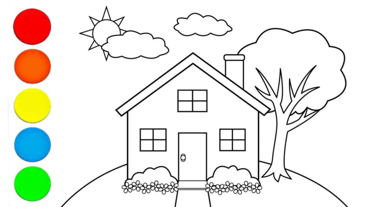 how to draw a beautiful house drawing step by step - YouTube