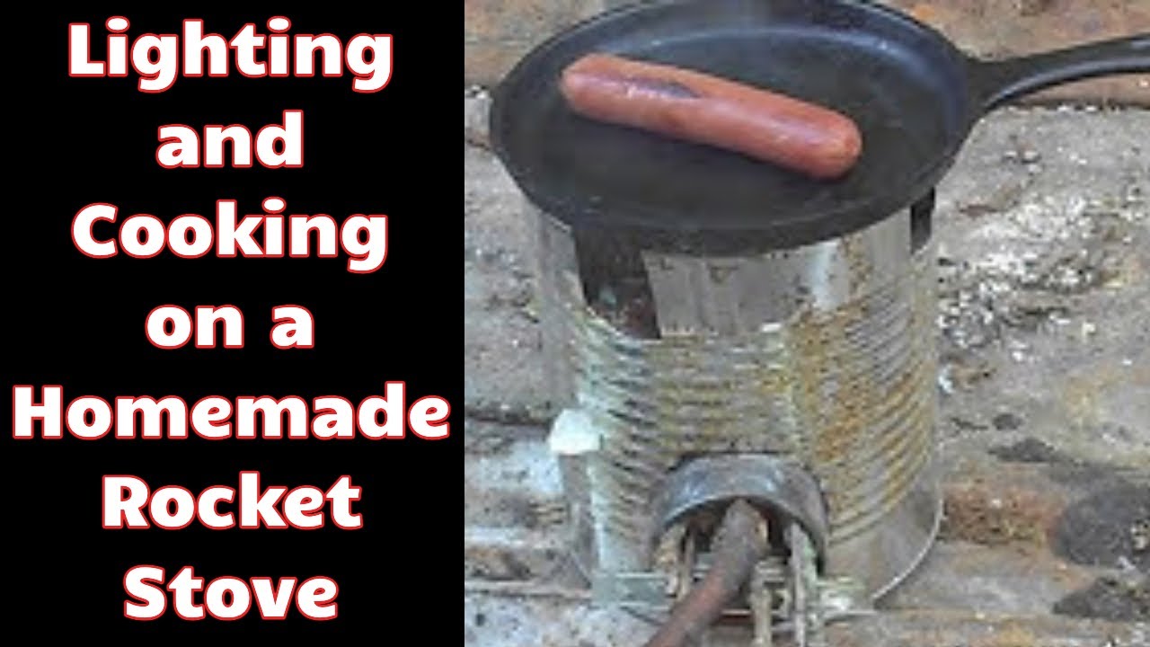 Lighting and Cooking on a Homemade #10 Rocket Stove - YouTube