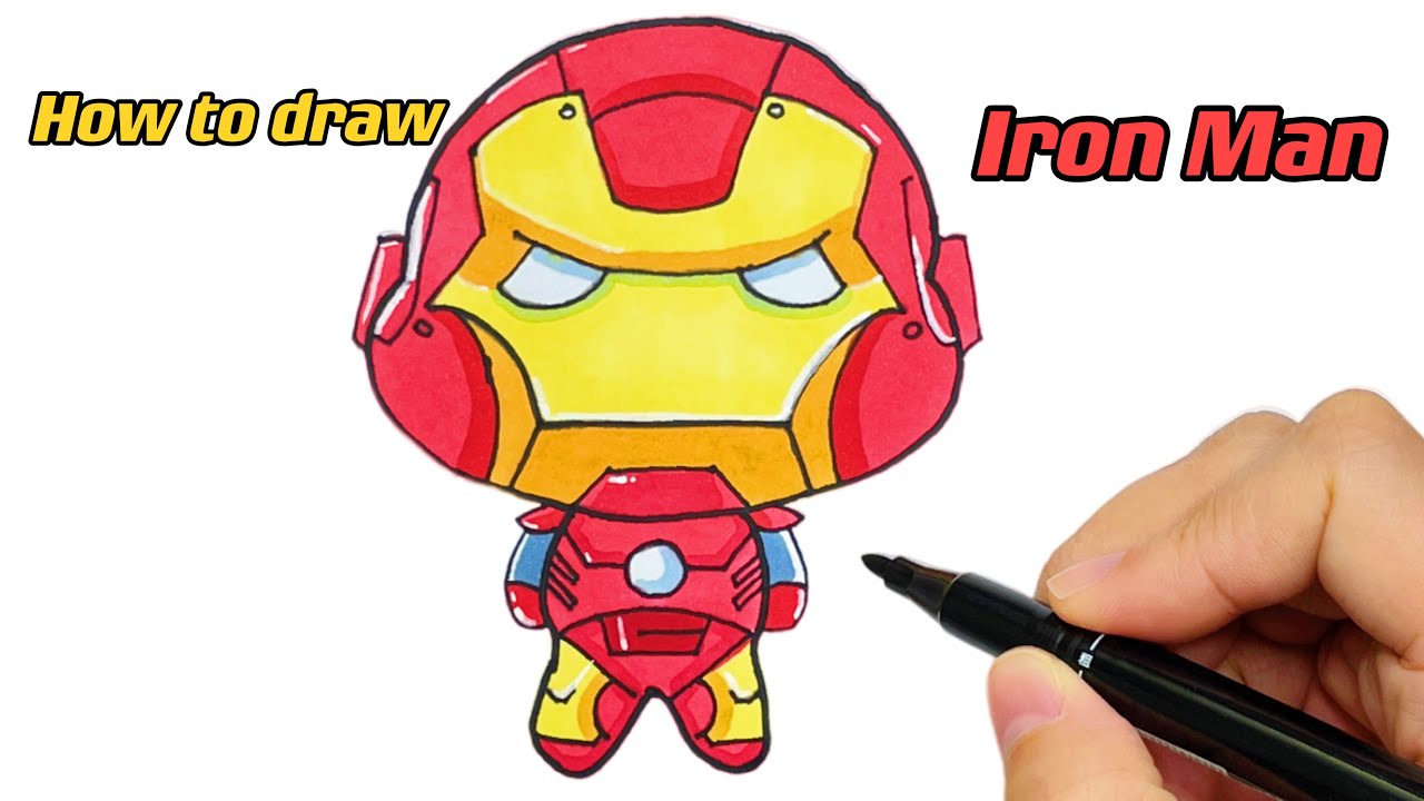 How to Draw Iron Man with Colorful Markers Step by Step | Marvel - Easy ...