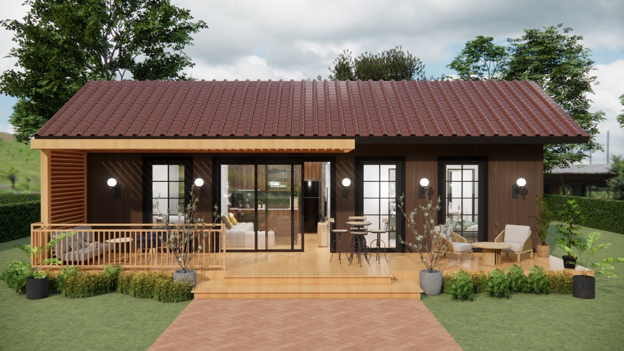 🏡 Cozy Modern Cabin Design | 2-Bedroom House Plan with Spacious Terrace ...