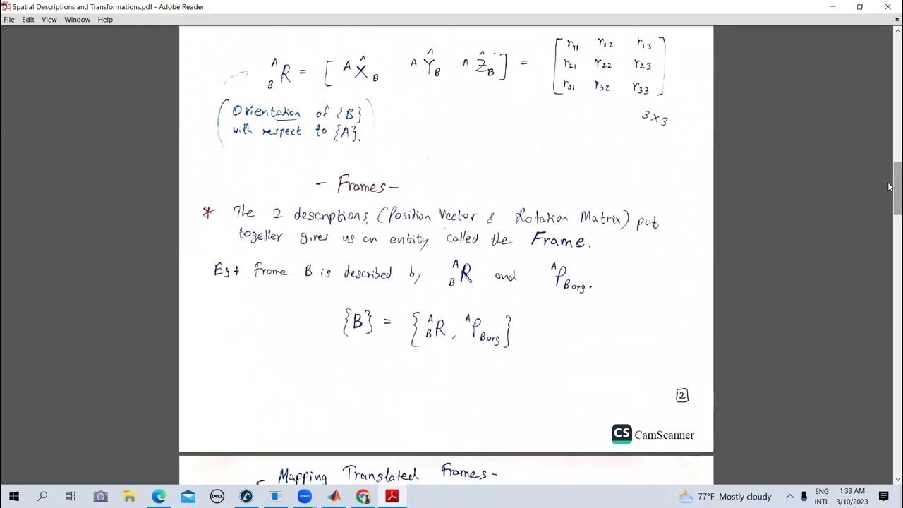 Computation of Spatial Descriptions and Transformations using MATLAB Robotics Toolbox. - YouTube