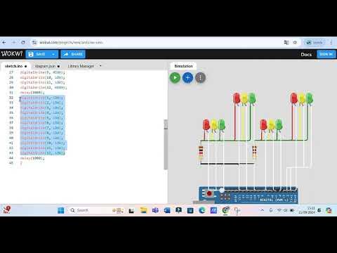 cara tutorial membuat wokwi lampu merah paling mudah - YouTube