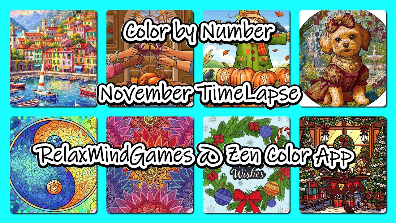 Color by Number Time Lapse _ November Recap Relax Mind Games- Zen Color ...