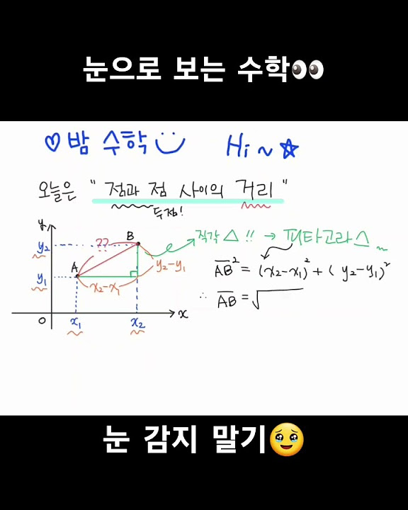 고1 수학 점과 점사이의 거리 눈으로보는수학 눈보수 Math 고1수학 Youtube