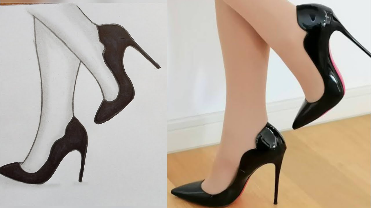 How to draw feet with high heels || Pencil sketch for beginners ...