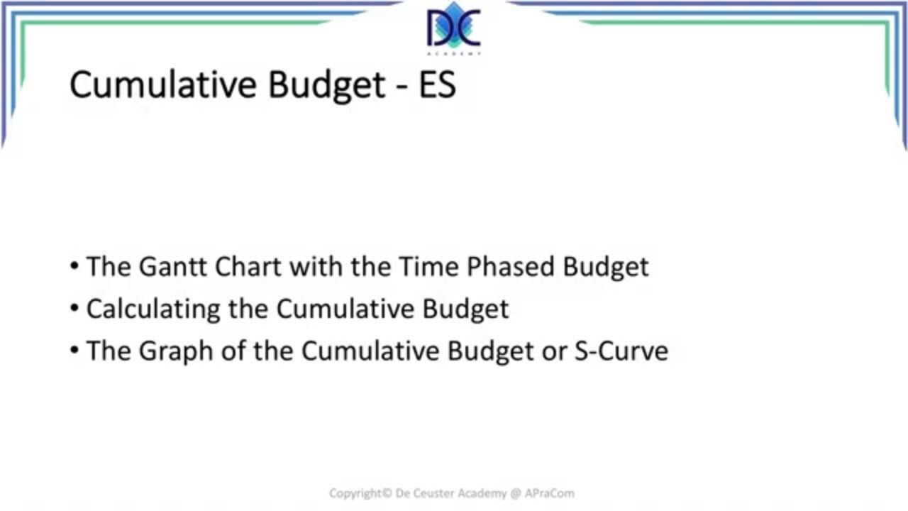 PM Tools and Techniques 10.9: Cumulative Budget - Early Start - YouTube
