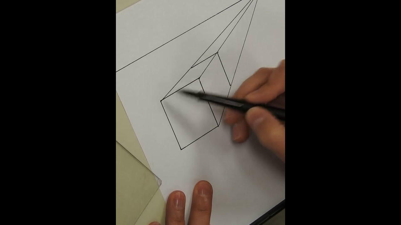 Cross contour lines on a cube in one point perspective - YouTube