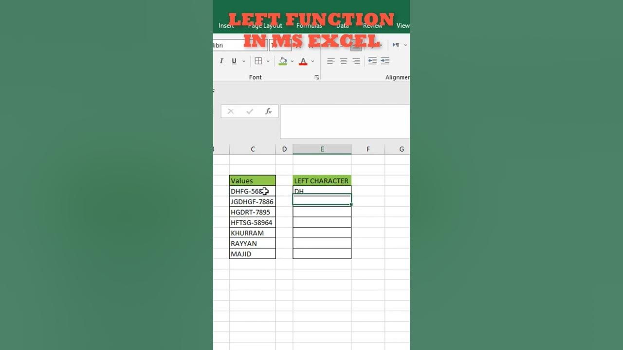 How to Find Left Side Letters Using LEFT Function in MS Excel Tutorial ...