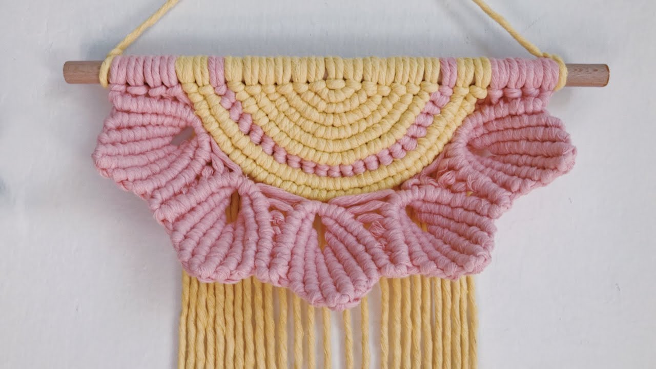 DIY semilunar macrame wall hanging w/ LEAVES / PETALS || Step by step ...