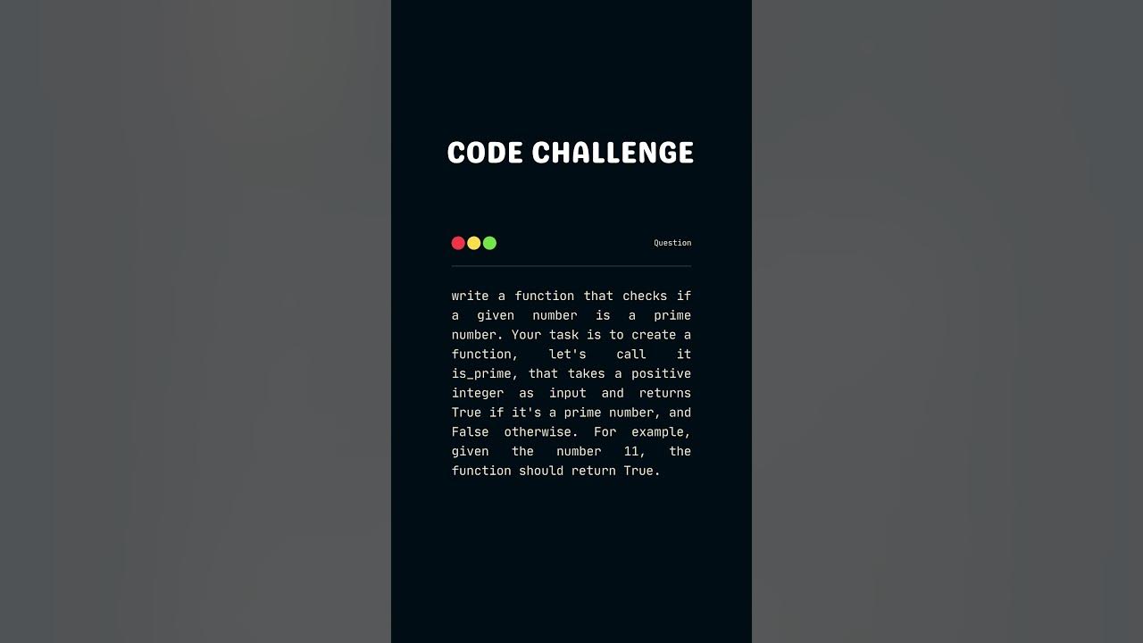 Code Challenge Prime Number Check Codinginterview Codemastery Codingtechnique Coding
