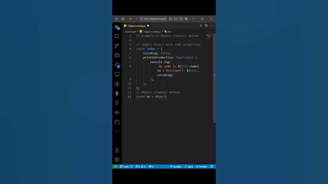 Example of Object.create() method (OOPs) - YouTube