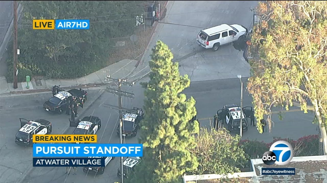 Suspect in bullet-riddled SUV in standoff with police in Atwater ...