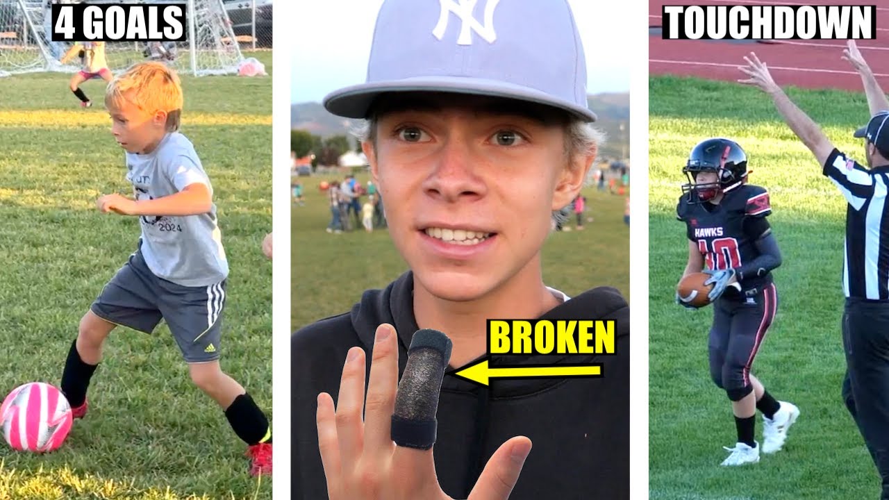 BROKEN FINGER, TOUCHDOWN AT FOOTBALL GAME, and 4 SOCCER GOALS! - YouTube