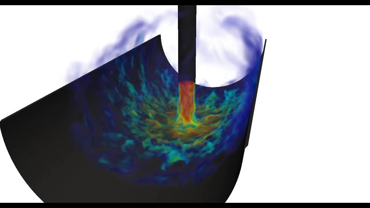 Impinging jet on a semi cylindrical concave surface - YouTube