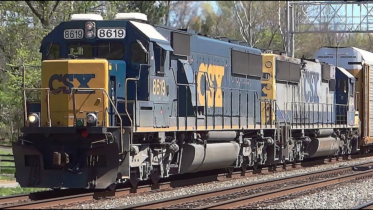 EMD SD50-2 & -3 Pulling Auto Rack - YouTube