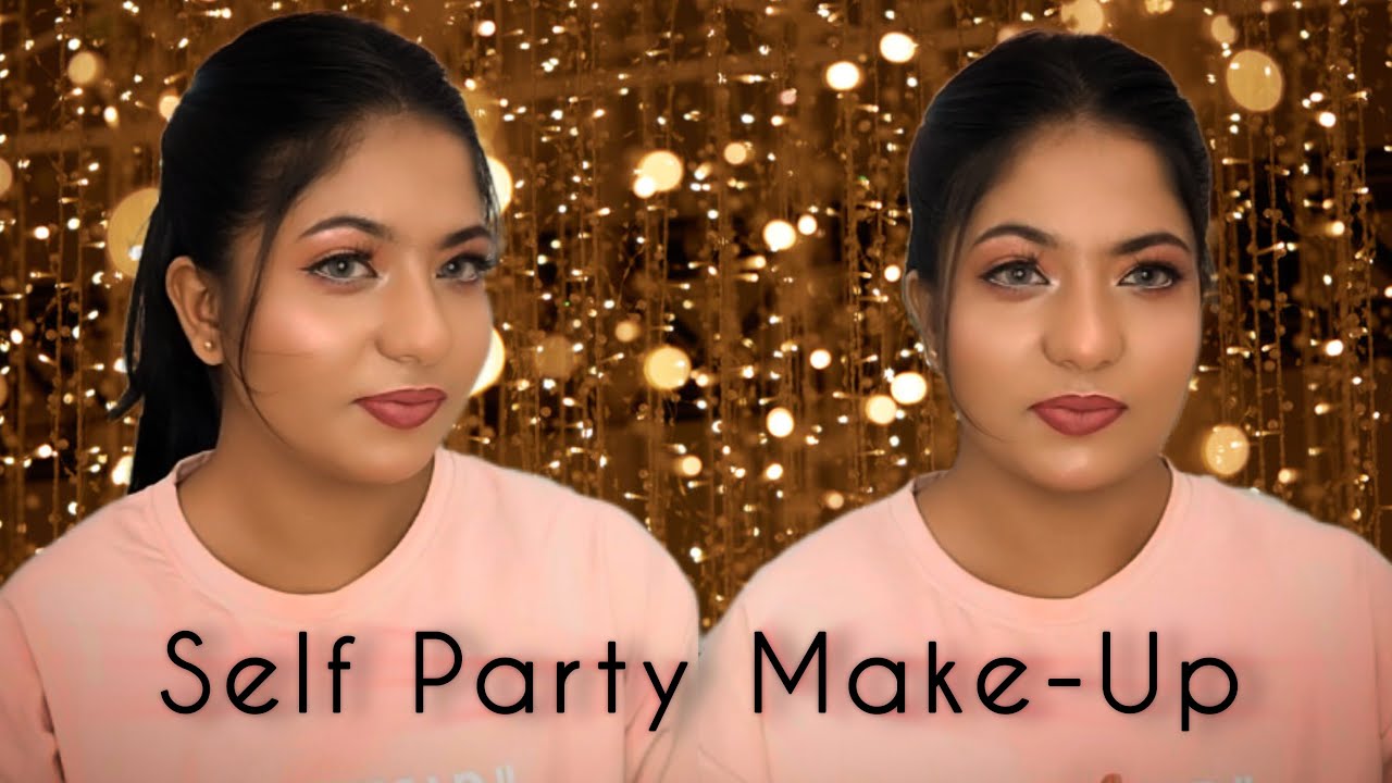SELF PARTY MAKEUP FOR BEGINNERS ️ | PARTY MAKEUP AT HOME I GLOWY BASE😍 ...