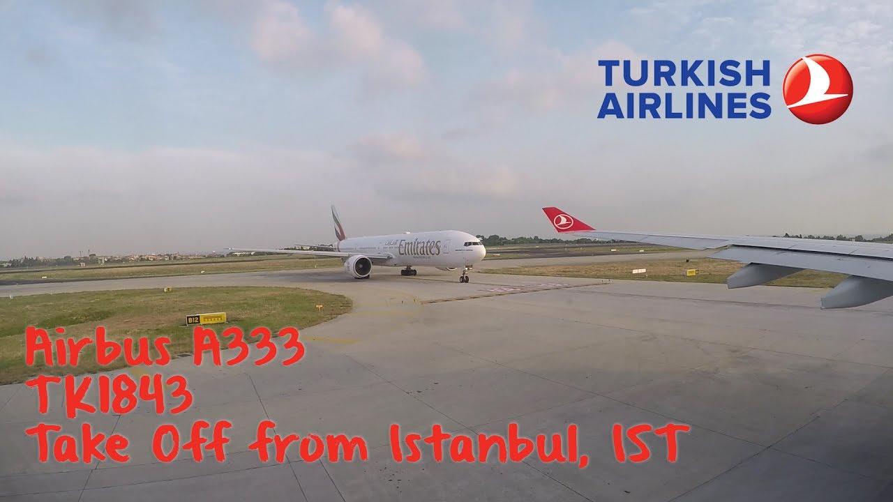 Take Off from Istanbul, Turkish Airlines flight TK1843 to Athens with ...