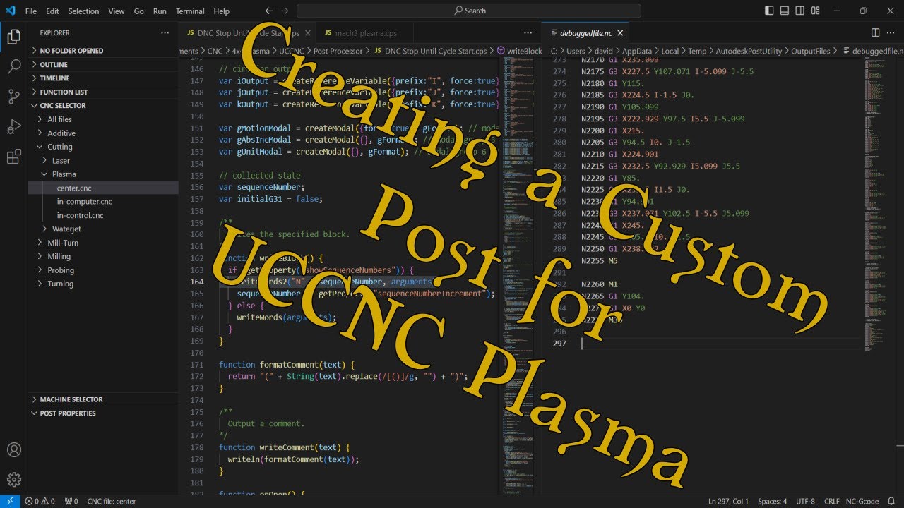 Editing a Fusion 360 Post Processor for UCCNC Plasma - YouTube