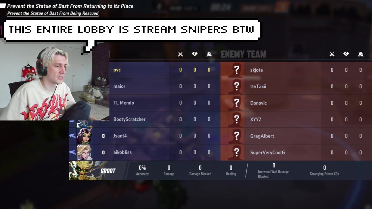 xQc Just Got a Marvel Rivals Lobby Full of Stream Snipers - YouTube