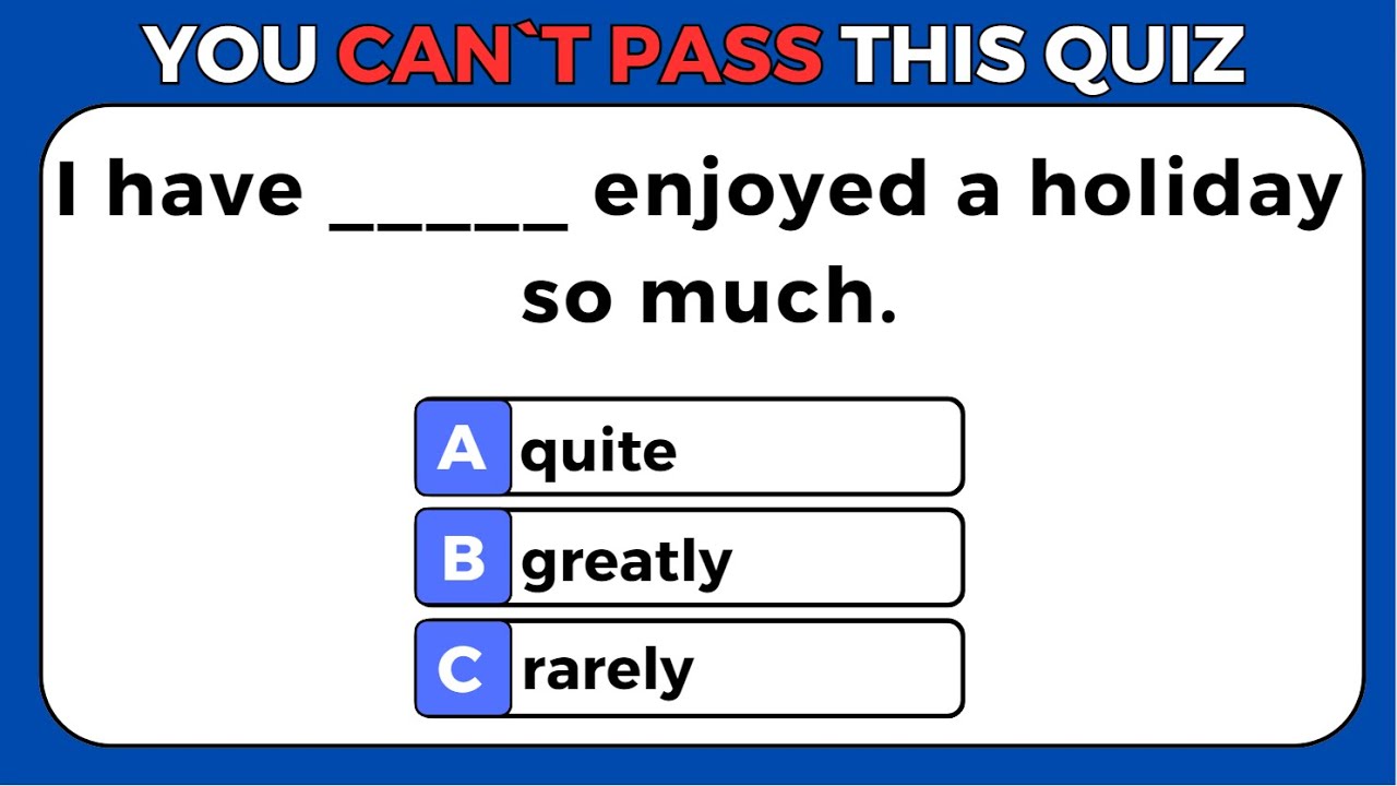 Adjectives and Adverbs Quiz. English Grammar 10 Questions - YouTube
