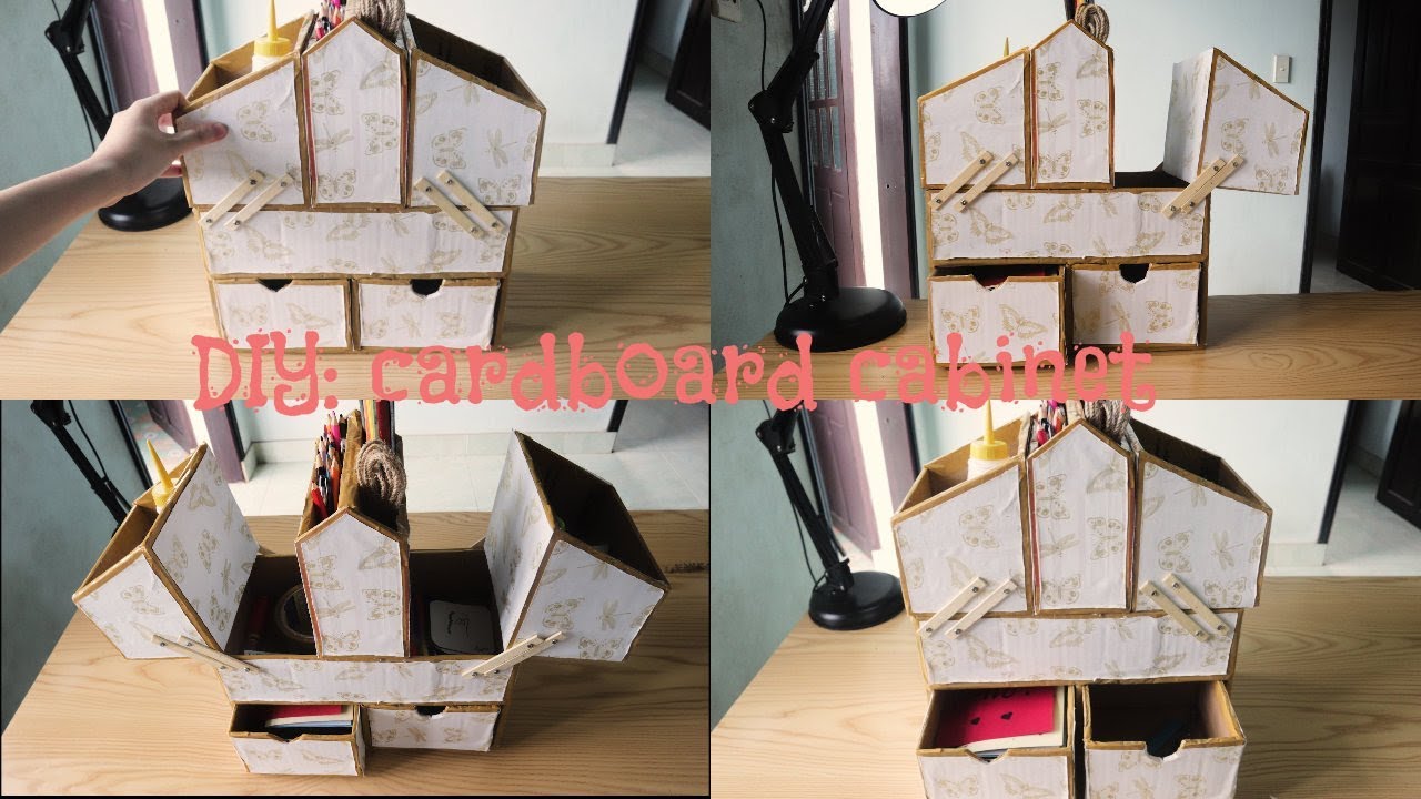 DIY cardboard cabinet - DIY 판지 캐비닛 - YouTube