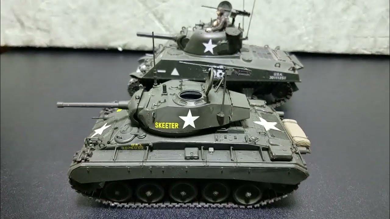 ITALERI 1/35 M24 CHAFFEE LIGHT TANK M4 SHERMAN MEDIUM TANK 105mm HOWITZER TAMIYA US ARMY - YouTube