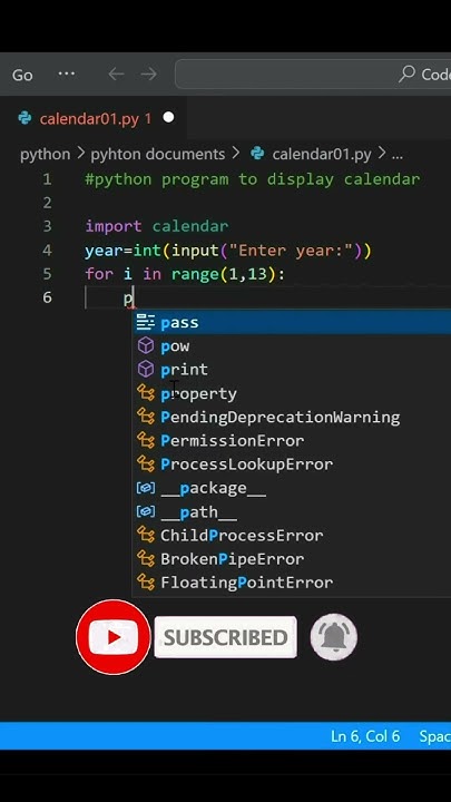 Python program to display calendar💖👌#shorts #python - YouTube