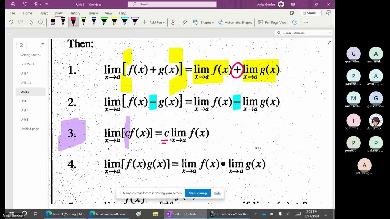 Calc 12 U2 L3b Calculating Limits Using Limit Laws - YouTube