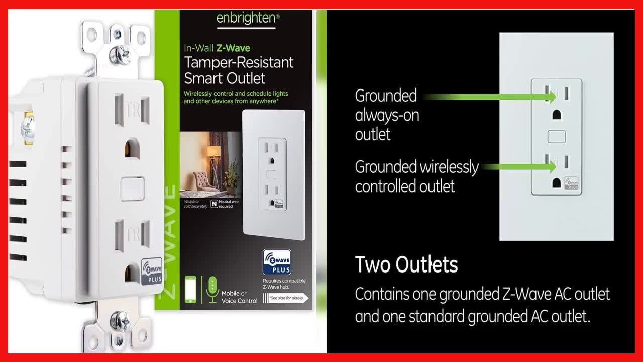 Enbrighten 55256 Z-Wave Plus Smart Receptacle, Works with Alexa, Google ...