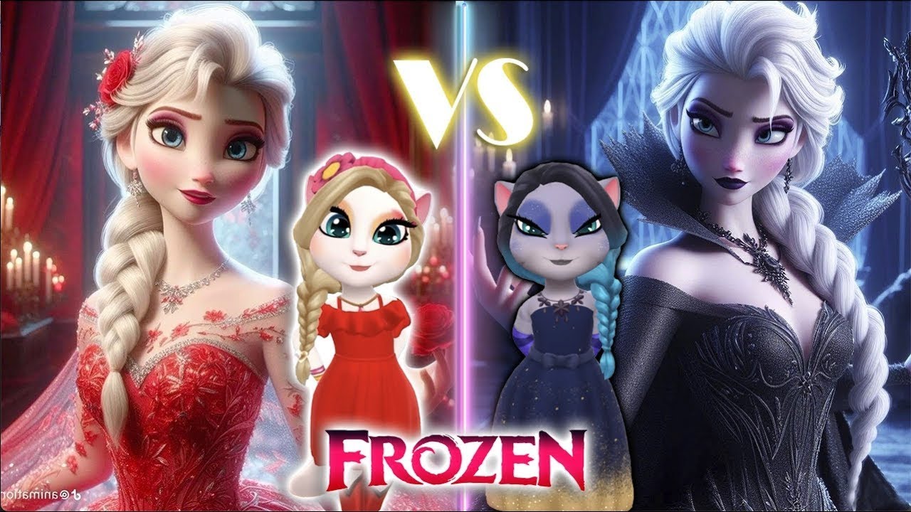 ℹ️ My talking angela 2 | Frozen | RED Elsa ️ VS Black Elsa | cosplay ...