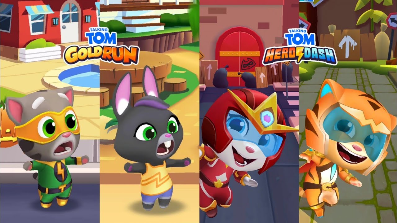 Talking Tom Gold Run vs Tom Hero Dash - Super Tom vs Becca vs Fire ...