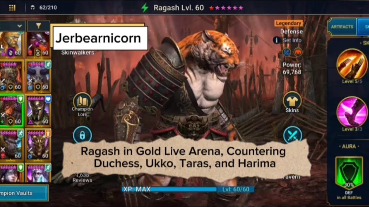 Gold Live Arena: Ragash Countering Duchess Ukko Taras & Harima - Raid ...