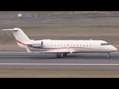 Jet Set Mitsubishi Challenger 850 [N530JW] Takeoff from PDX - YouTube