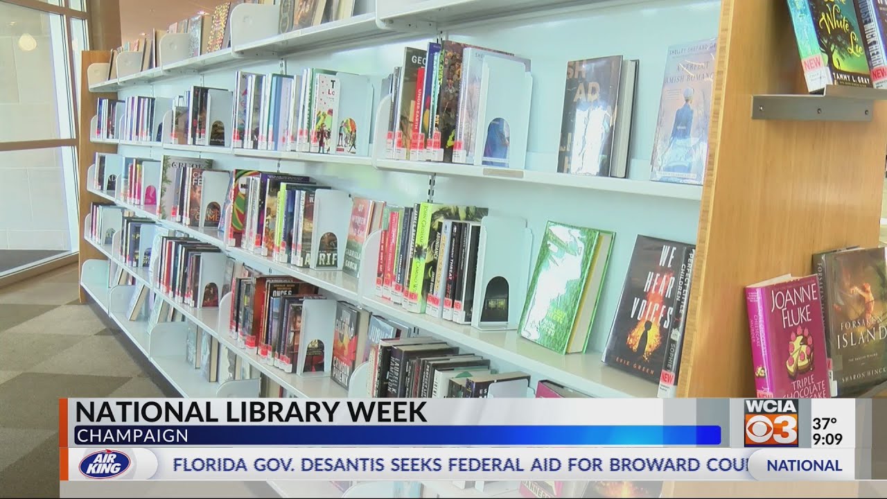 Champaign public library celebrates national library week - YouTube