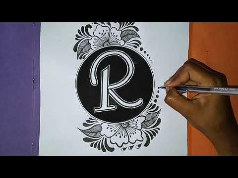 How to draw R letter drawing || Easy R letter drawing || Beautiful R ...