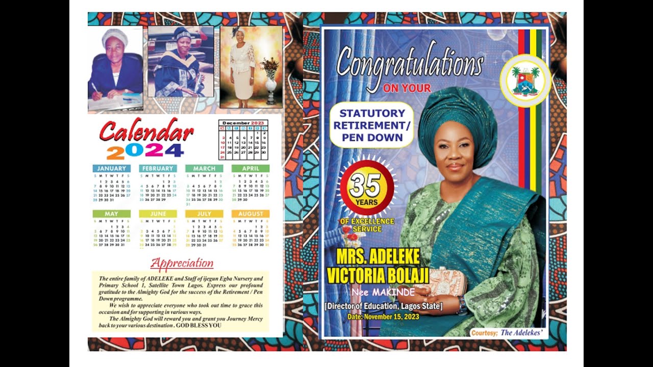 STATUTORY RETIREMENT/PEN DOWN OF MRS ADELEKE VICTORIA BOLAJI - YouTube