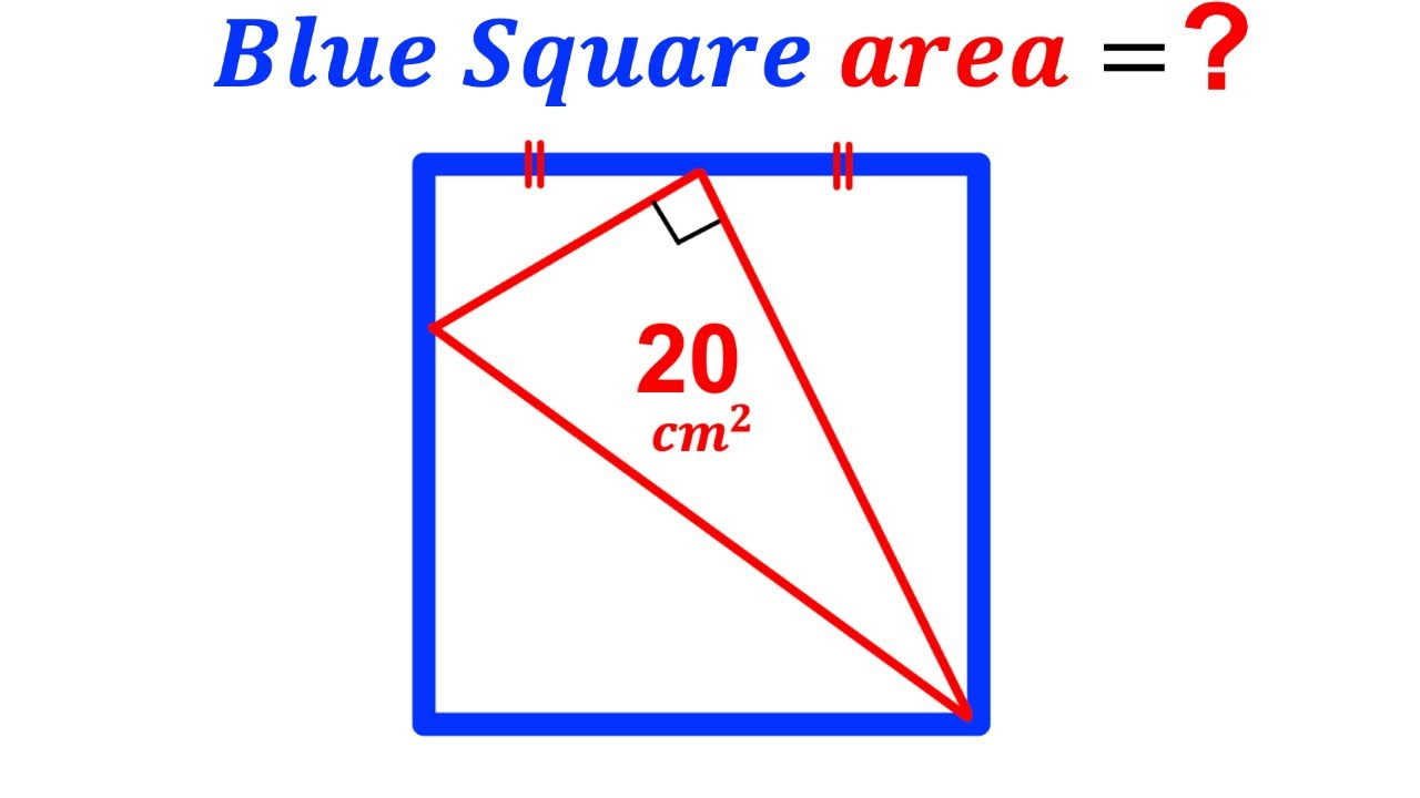 Can you find the area of the Blue Square? | (Triangles) | #math #maths ...