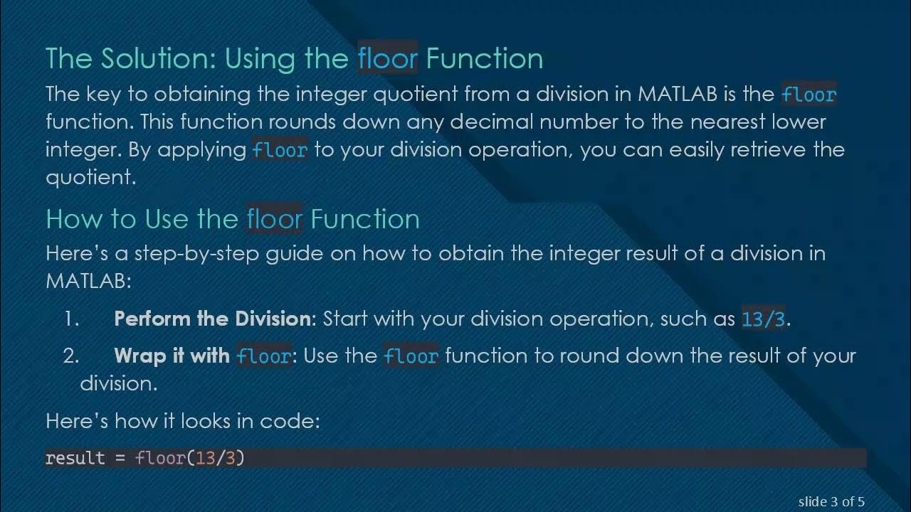 How to Get the Result of a Division with the floor Function in MATLAB ...