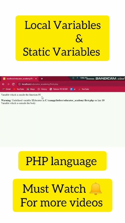 Local Variables & Static Variables in php - YouTube