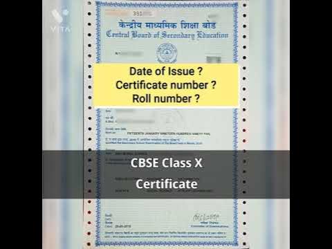 Certificate number / Roll number / Date of Issue / CBSE class X ...