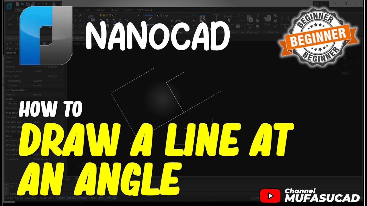 NanoCAD How To Draw A Line At An Angle - YouTube