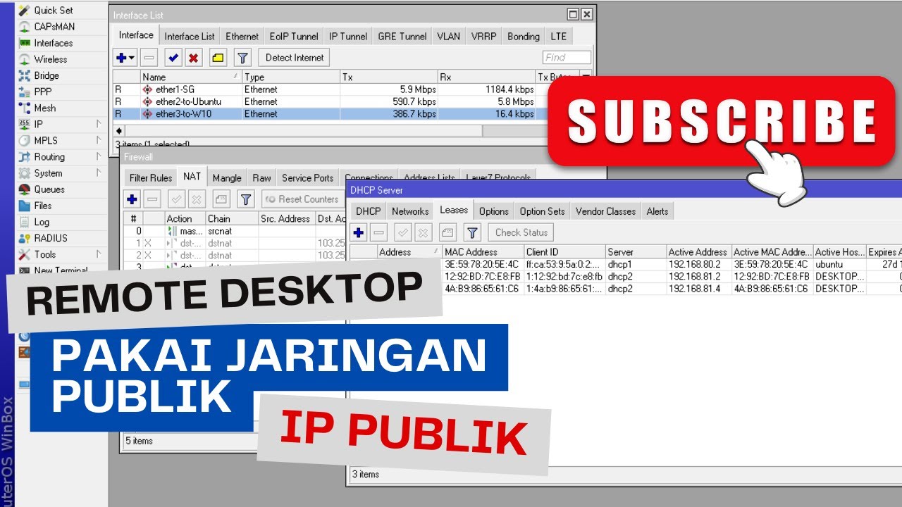 Remote Desktop pakai Jaringan Publik / IP Publik dst-nat - YouTube