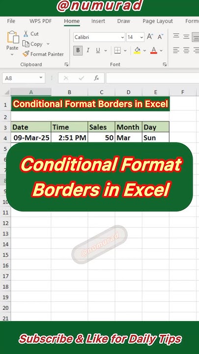 Conditional Format Borders in Excel |NU MURAD | Excel - YouTube