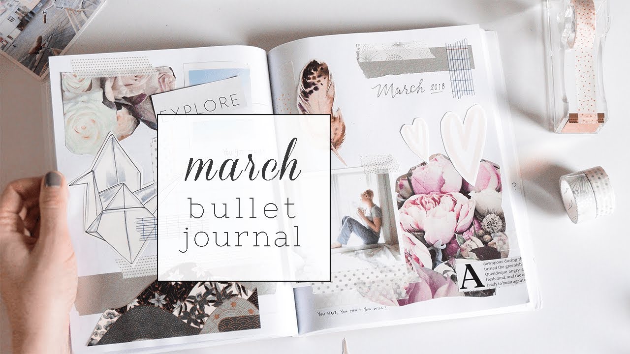 Bullet Journal Collage + Minimal March Layout - YouTube