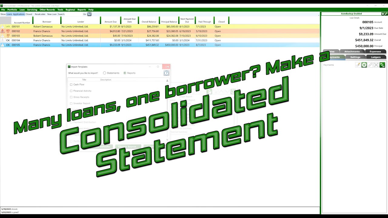 Creating a Consolidated Statement for Borrowers with multiple Loans ...