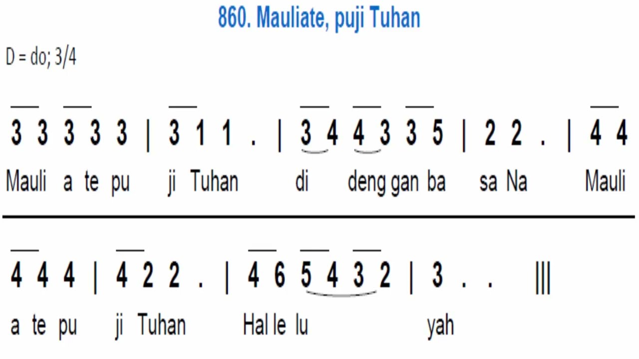 Buku Ende HKBP No. 860 - Mauliate, puji Tuhan - YouTube