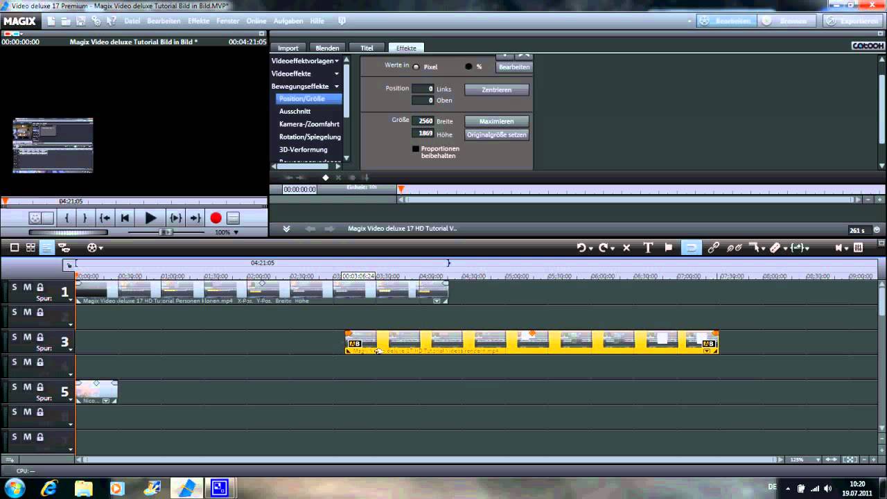 Magix Video deluxe 17 HD Tutorial: Bild in Bild - YouTube
