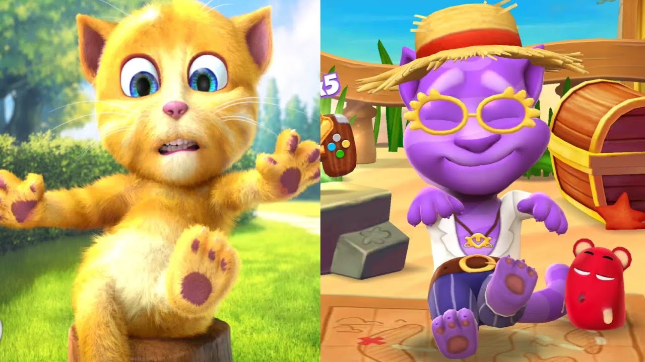 My Talking Ginger's Falling VS My Talking Tom's Falling!!😛😜🥝🍐🫘🌶️🍟🌶️🥥🍒🍑🥭 ...