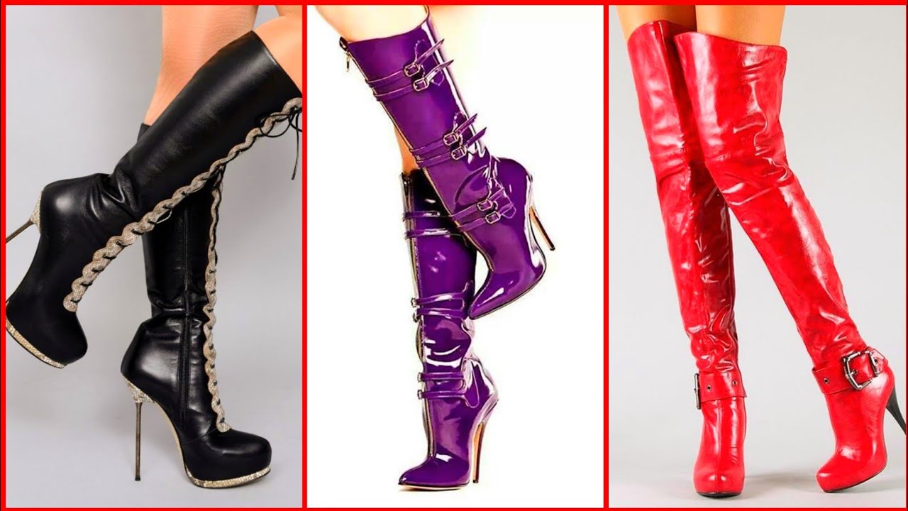 Latest Ladies Stylish Long Leather High Heel Boots Ideas | Latest ...