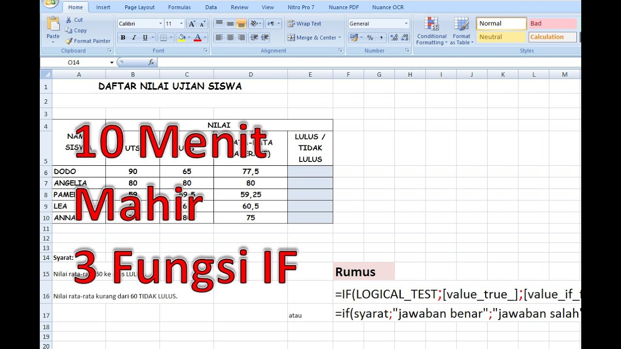3 Macam Fungsi IF Pada Microsoft Excel || Tutorial Mudah Ms Excel - YouTube